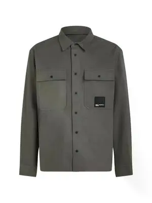 Karl Lagerfeld Logo-patch Flannel Shirt - Grey