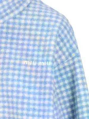 Miu Miu Gingham-check Logo-embroidered Jacket