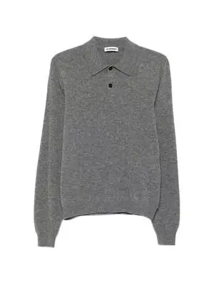JIL SANDER Long-sleeve Wool Polo Shirt - Grey