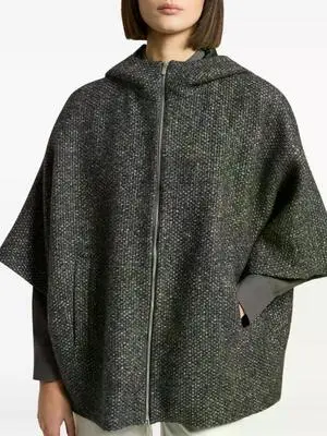 Peserico Hooded Bouclé-knit Cape