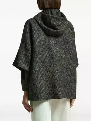 Peserico Hooded Bouclé-knit Cape