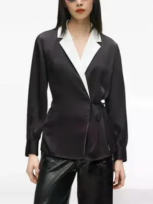 Karl Lagerfeld Satin-finish Wrap Blouse