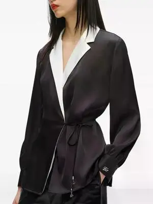 Karl Lagerfeld Satin-finish Wrap Blouse