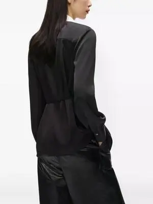 Karl Lagerfeld Satin-finish Wrap Blouse