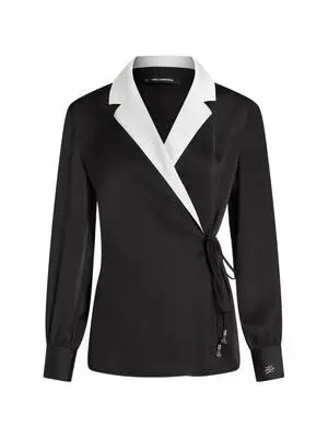 Karl Lagerfeld Satin Wrap Blouse