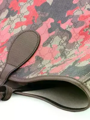 Gucci Gg Open Gg Camouflage Coated Canvas Large Tote Bag