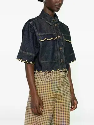 Farm Rio Scallop-edge Shirt - Blue