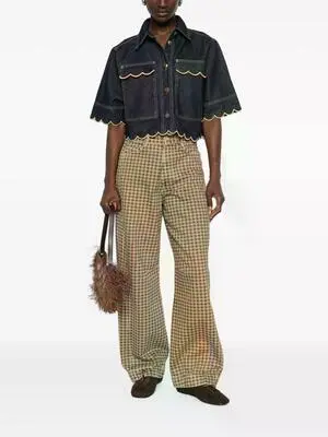 Farm Rio Scallop-edge Denim Shirt