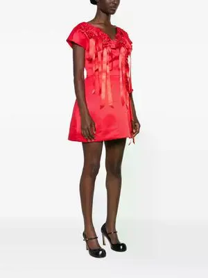 Simone Rocha Satin Rosette Detail Mini Dress