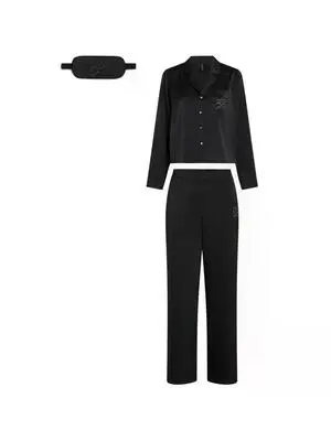 Karl Lagerfeld Autograph Rhinestone Pajama Set - Black