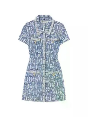 SELF-PORTRAIT Sequin-embellished Collared Mini Dress - Blue