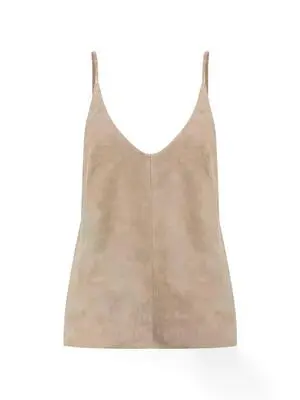 ST. AGNI Suede Low-back Cami Top - Neutrals