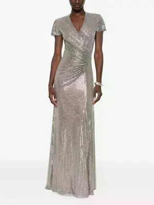 SELF-PORTRAIT Rhinestone-embellished Maxi Dress - Grey
