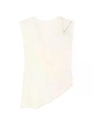 Issey Miyake Off-white Plissé Effect Boat Neck Blouse