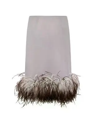 16Arlington Flora Feather-trim Midi Skirt