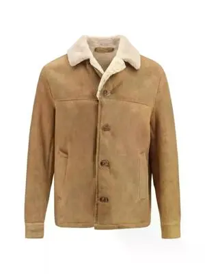 SALVATORE SANTORO Shearling-collar Button-up Jacket