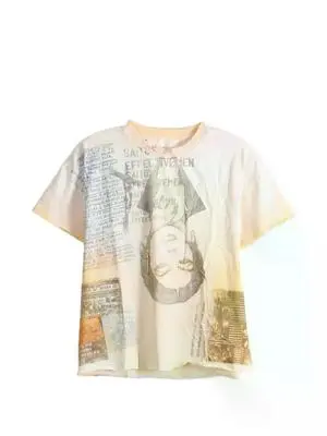 SAITOS Graphic-print Distressed T-shirt - Neutrals