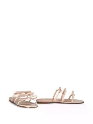 Red Valentino Bow-detail Triple-strap Flat Sandals - Pink