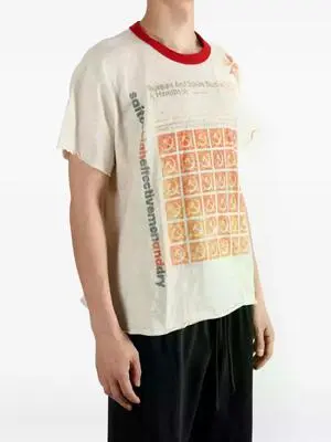 SAITOS Graphic-print Raw-edge T-shirt