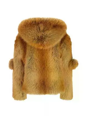 UNCOMMON Hooded Faux Fur Jacket With Pom-pom Details