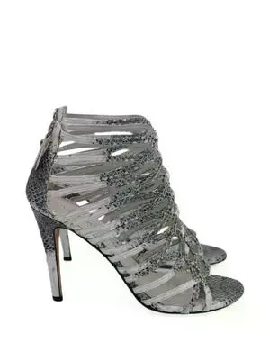 STUART WEITZMAN Loops Python-embossed Sandals - Grey