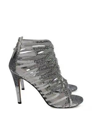 STUART WEITZMAN Python Embossed Strappy Stiletto Sandals