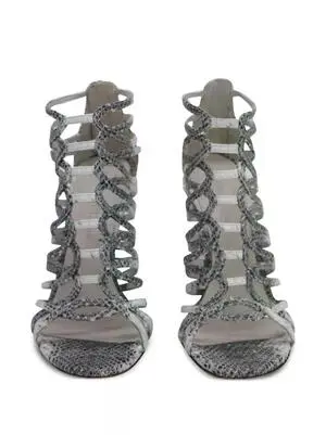 STUART WEITZMAN Python Embossed Strappy Stiletto Sandals