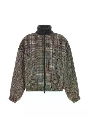 Brunello Cucinelli Sequin-embellished Check Bomber Jacket - Brown