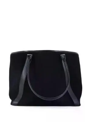 Saint Laurent Rive Gauche Open Embroidered Canvas Large Tote Bag - Black