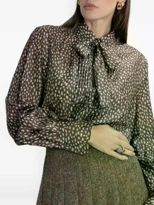 Brunello Cucinelli Silk Abstract Polka Dot Shirt
