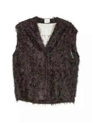ALYSI Brushed-effect V-neck Gilet - Brown