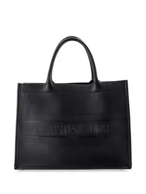 Dior Book Embossed Leather Medium Tote Bag - Black
