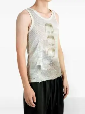 SAITOS Distressed Striped Vest