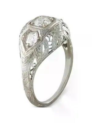 LB EXCLUSIVE Engraved Filigree Diamond Ring - Silver