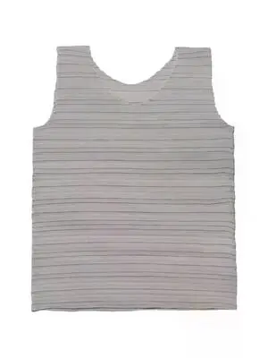 Issey Miyake Horizontal-pleated Top - Grey