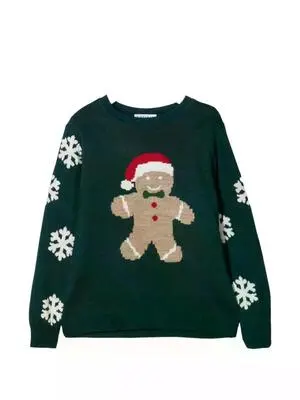 SIOLA Gingerbread Intarsia Snowflake Print Sweater