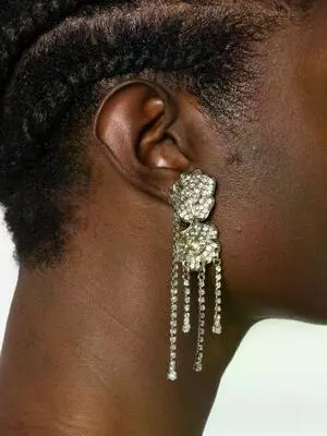 Alessandra Rich Crystal-embellished Floral-motif Earrings - Silver
