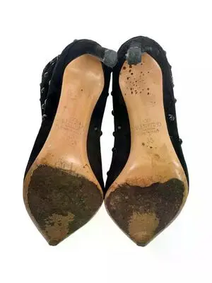 Red Valentino Studded Suede Pointed Toe Stiletto Boots