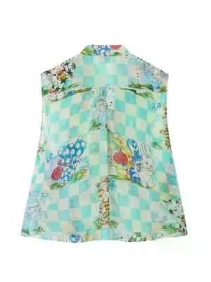 Kenzo Checkered Lace-up Top
