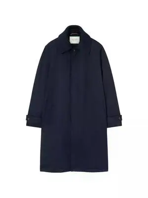 RETORI Detachable-collar Wool-gabardine Coat - Blue