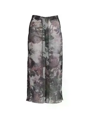 Erdem Floral-print Jacquard Skirt - Grey