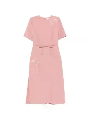 Erdem Embroidered Pleated Midi Dress
