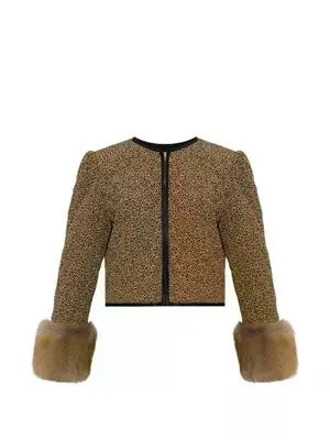 Valentino Garavani Leopard-print Faux-fur Trim Jacket - Neutrals