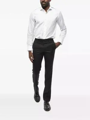 Corneliani Flat-front Virgin Wool Trousers - Black