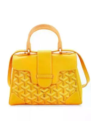 Goyard Saigon Top Handle Bag Coated Canvas With Leather Mini Shoulder Bag - Yellow