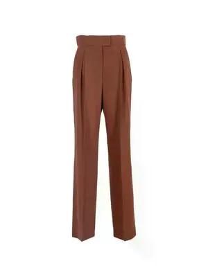 Valentino Garavani Pleated Straight-leg Trousers - Brown