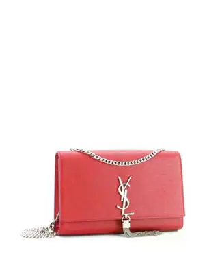 Saint Laurent Classic Monogram Tassel Leather Bag - Red