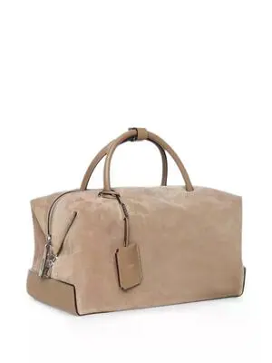 Max Mara Large Nubuck Leather Boston Bag Mud