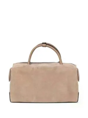 Max Mara Large Nubuck Leather Boston Bag Mud