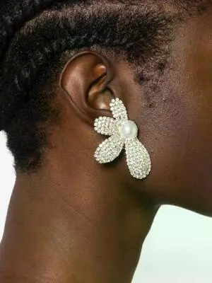 Rosantica Gold-tone Floral Motif Crystal Embellished Earrings